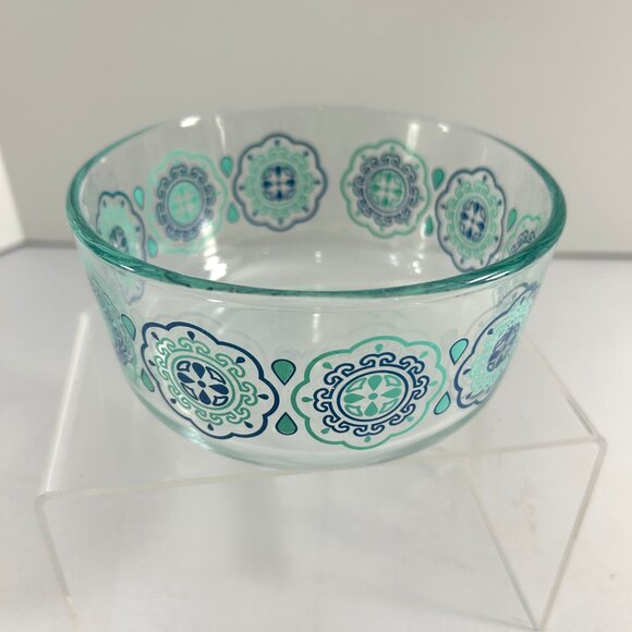 Pyrex | Kitchen | Pyrex Clear Glass Blue Medallion Pinwheel Mixing Bowl ...